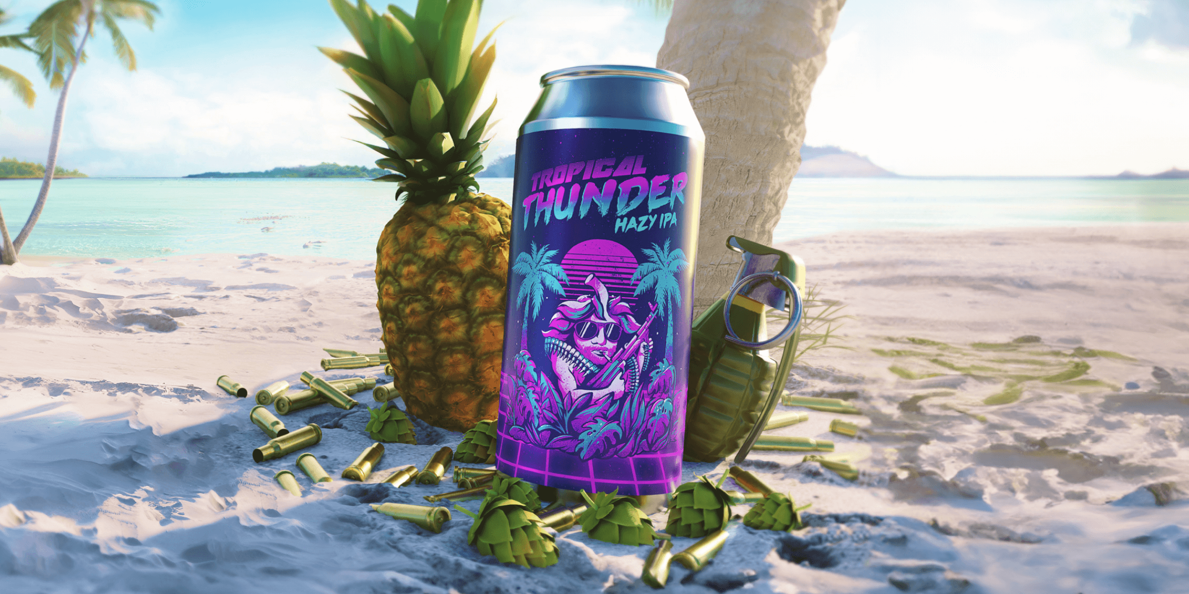 Tropical Thunder Hazy IPA - A beer with more kick than an 80s action hero!